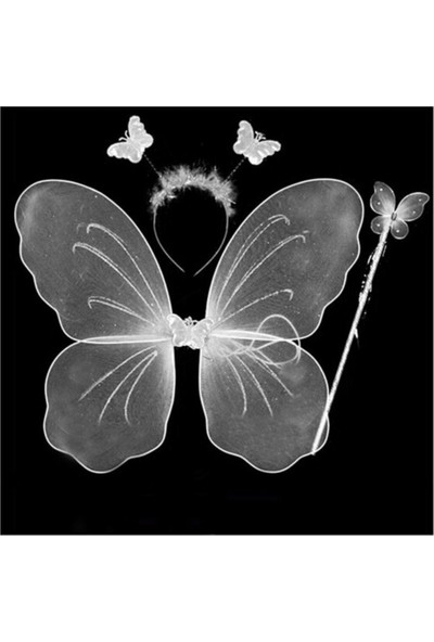 Astar Kostüm Çocuk Melek Kelebek Kanat Set Taç Asa Kanat 3 Lü Set