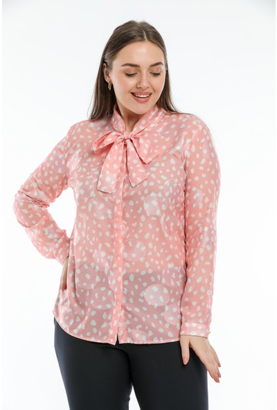 Pera Club Büyük Beden Fular Detaylı Gömlek