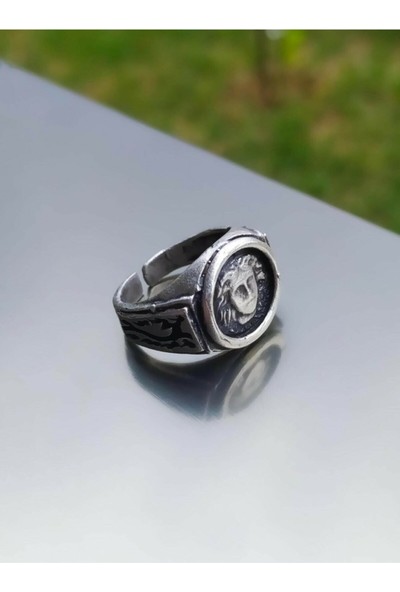 The Collection Medusa Model Ayarlanabilir Gümüş Kaplama Unisex Yüzük The Collection Medusa Model Ayarlanabilir Gümüş Kaplama Unisex Yüzük