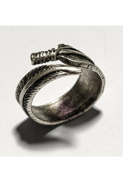 The Collection Yaprak Tüy Figürlü Ayarlanabilir Yüzük