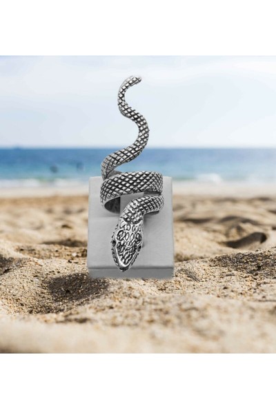 The Collection Yılan Figürlü Ayarlanabilir Gümüş Kaplama Yüzük