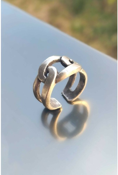 The Collection Zincir Model Ayarlanabilir Gümüş Kaplama Yüzük