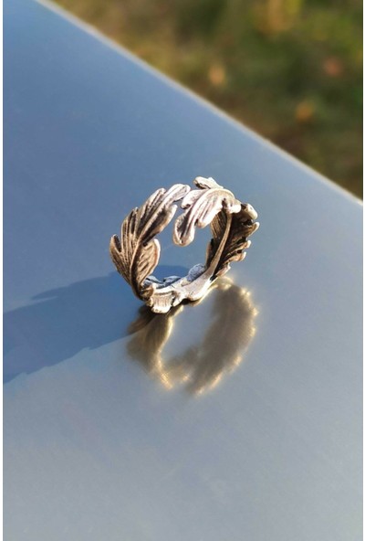 The Collection Kuş Tüyü Model Ayarlanabilir Gümüş Kaplama Yüzük
