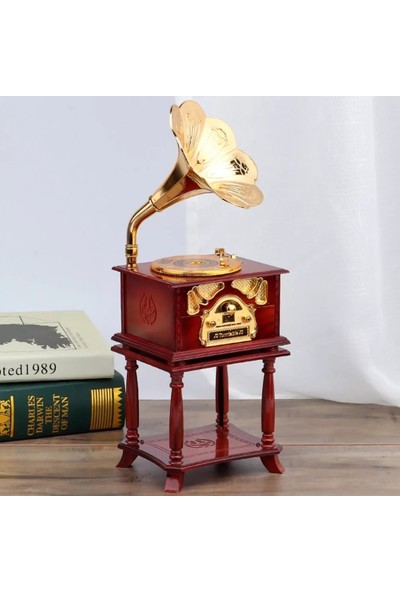 Nostaljik Sehpalı Ahşap Görünümlü Gramafon Müzik Kutusu Nostaljik Sehpalı Ahşap Görünümlü Gramafon Müzik Kutusu
