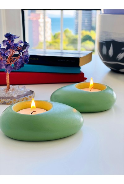 S&D Home 2'li Mint Yeşili Taş Görünümlü Tealight Mumluk Dekoratif Obje Yağlı Boya Ile Boyanmıştır. S&D Home 2'li Mint Yeşili Taş Görünümlü Tealight Mumluk Dekoratif Obje Yağlı Boya Ile Boyanmıştır.