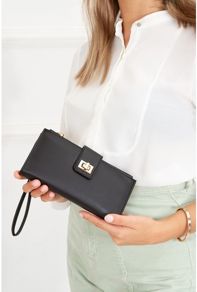 Av A Dos Kadın Siyah Çift Fermuarlı Telefon Nakit Bozuk Para Bölmeli Kartlık Portföy Kilitli Cüzdan Av A Dos Kadın Siyah Çift Fermuarlı Telefon Nakit Bozuk Para Bölmeli Kartlık Portföy Kilitli Cüzdan