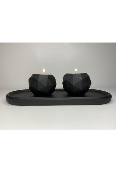 S&D Home Geometrik Beton Mumluk Set Mat Siyah 3 Parça Oval Tealight Mumluk S&D Home Geometrik Beton Mumluk Set Mat Siyah 3 Parça Oval Tealight Mumluk