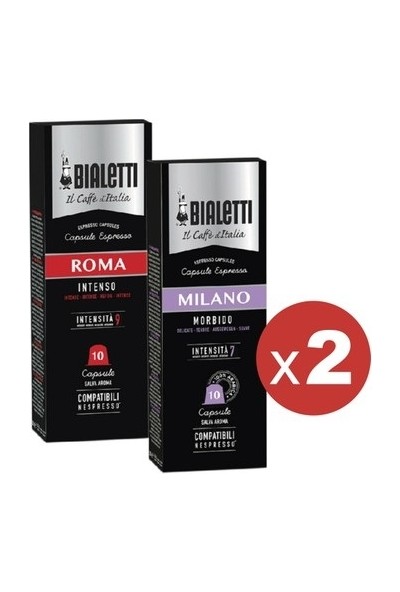 Bialetti Nespresso Uyumlu Roma ve Milano Kapsül 20'li Bialetti Nespresso Uyumlu Roma ve Milano Kapsül 20'li