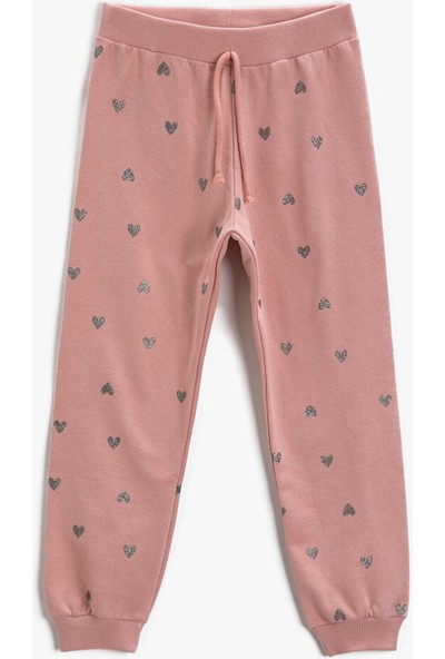 Koton Simli Kalp Baskili Beli Bagcikli Pamuklu Jogger Eşofman Altı