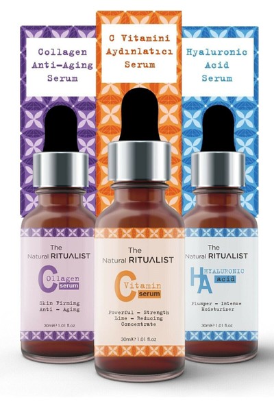 The Natural Ritualist 3'lü Cilt Bakım Serum Seti Hyaluronic Acid + C Vitamini + Collagen Serum The Natural Ritualist 3'lü Cilt Bakım Serum Seti Hyaluronic Acid + C Vitamini + Collagen Serum