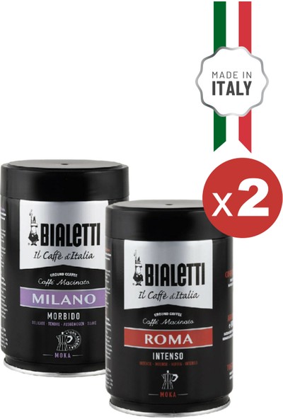 Bialetti Milano ve Roma Öğütülmüş Kahve 2 x 250 gr Bialetti Milano ve Roma Öğütülmüş Kahve 2 x 250 gr