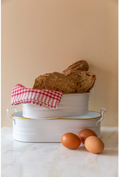 Arma House 2'li Country Tarzı Altın Kenarlı Beyaz Ekmeklik Seti Arma House 2'li Country Tarzı Altın Kenarlı Beyaz Ekmeklik Seti