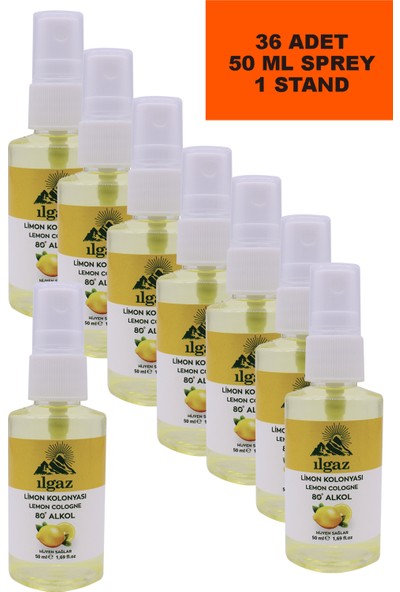 Ilgaz Kapalı Stand Klasik 80° Limon Kolonyası 50 ml x 36