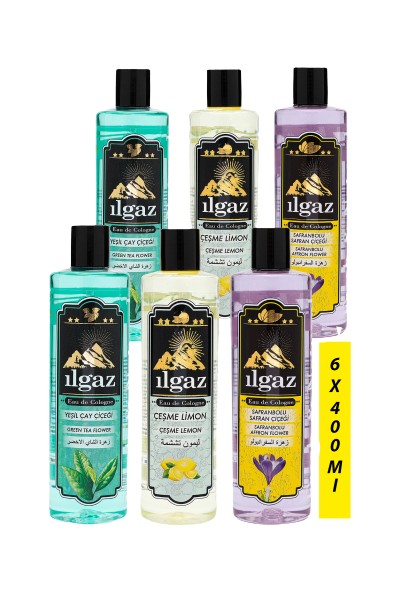 Ilgaz Elit Çeşme Limonu Kolonyası + Yeşil Çay Kolonyası + Safran Kolonyası 400 ml x 2 Ilgaz Elit Çeşme Limonu Kolonyası + Yeşil Çay Kolonyası + Safran Kolonyası 400 ml x 2