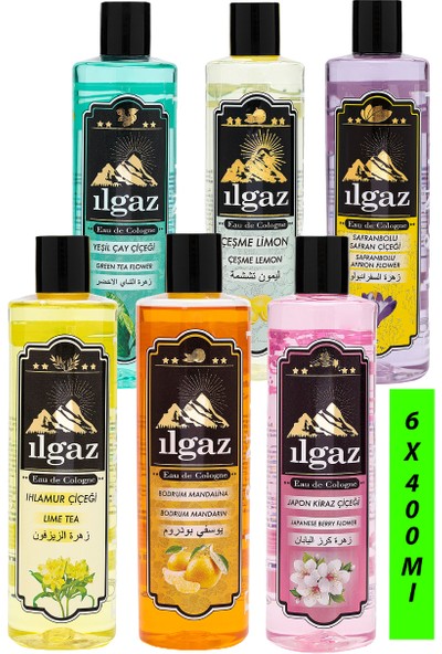 Ilgaz Elit Ihlamur + Mandalina + Japon Kirazı + Yeşil Çay + Çeşme Limon + Safran Kolonyası Seti 400 ml