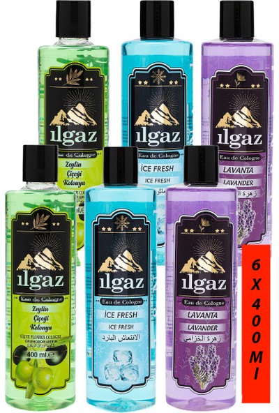 Ilgaz Elit Yeşil Çay Kolonyası + Ice Fresh Kolonyası + Lavanta Kolonyası 400 ml x 2 Ilgaz Elit Yeşil Çay Kolonyası + Ice Fresh Kolonyası + Lavanta Kolonyası 400 ml x 2