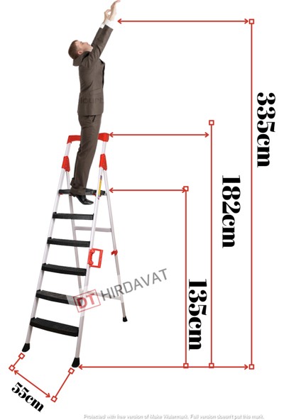 DT Premium Yeni Nesil Ergonomik Tutuş ve Kilit Sistem Merdiven 5+1
