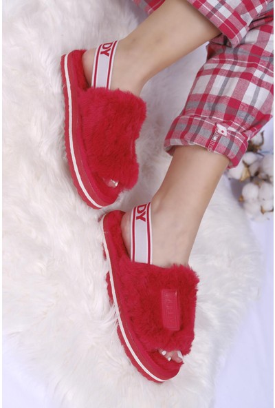 Oksit Pufdy 2021 Elsa Arkası Lastikli Peluş Ev Terliği