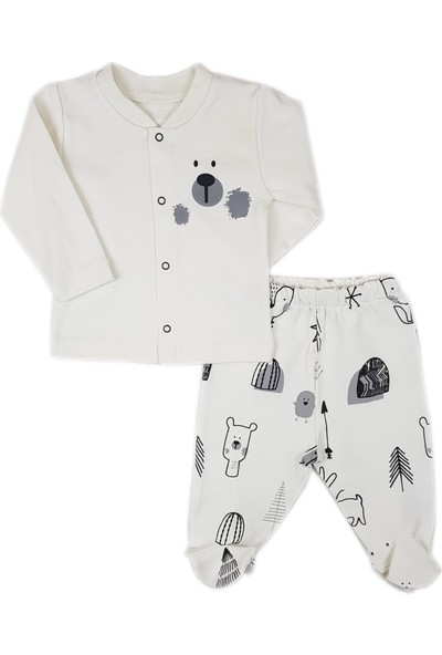 Luggi Baby Çadır Erkek Beyaz Uzun Kollu Patikli Pijama Takımı LG-7008