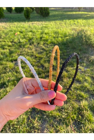 White Alamode Siyah, Altın ve Gümüş Renk Taç Seti