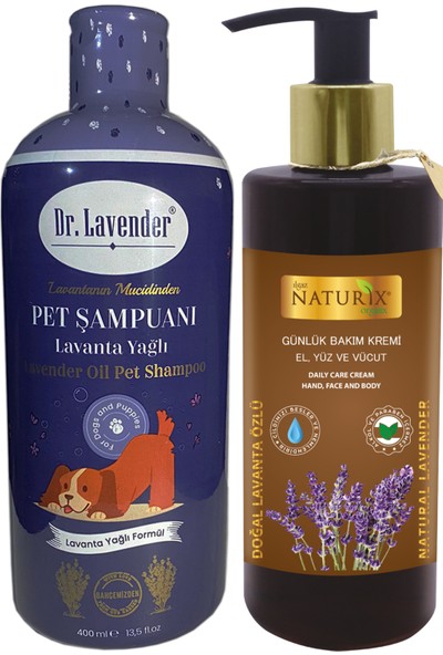 Dr. Lavender Lavanta Yağlı Köpek Şampuanı 400 ml Pet Şampuan + Lavanta El Yüz Vücut Losyonu 250 ml
