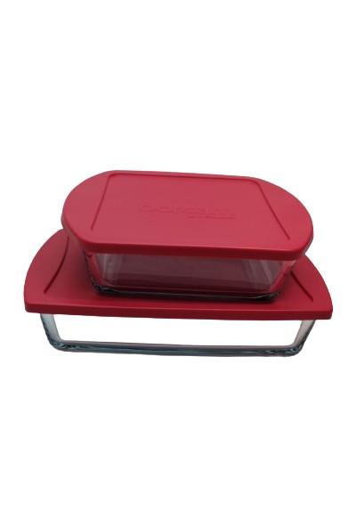 Paşabahçe Kırmızı Kapaklı Borcam Seti Midi Boy 2'li Set Paşabahçe Kırmızı Kapaklı Borcam Seti Midi Boy 2'li Set