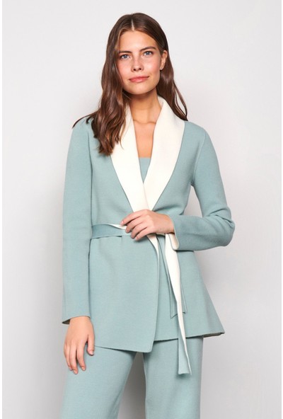 Join Us Kontrast Yaka Kemerli Hırka