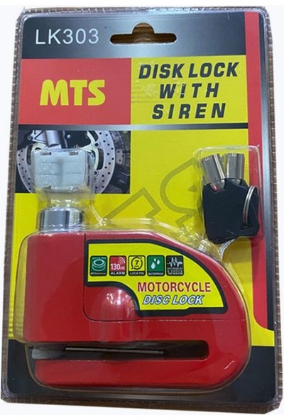 Mts Alarmlı Disk Kilit Çelik Yüksek Kalite (Kırmızı) Sıfır Mts Alarmlı Disk Kilit Çelik Yüksek Kalite (Kırmızı) Sıfır