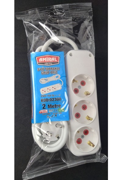 Amiral 2 Metre Amiral 3'lü Priz