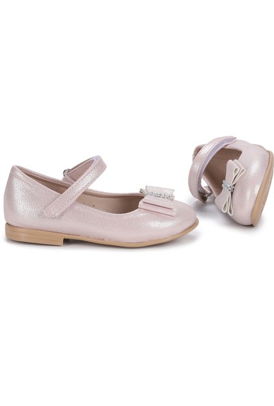 Kiko Kids Pmk 502 Vakko Kelebek Fiyonklu Kız Çocuk Babet Ayakkabı Pudra