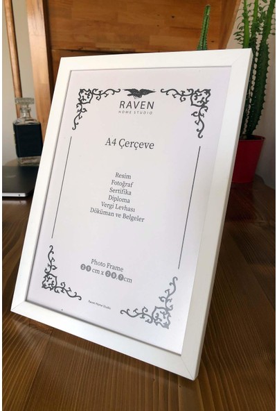 Raven Home Studio 21 x 30 cm Fotoğraf Çerçevesi Klasik Düz Beyaz