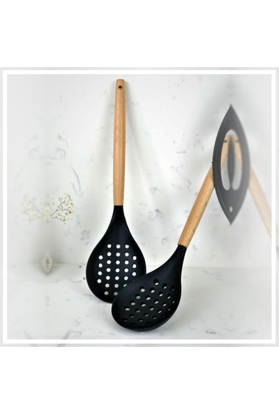 Hazar Pazar Bambu Silikon Kevgir - Siyah Hazar Pazar Bambu Silikon Kevgir - Siyah