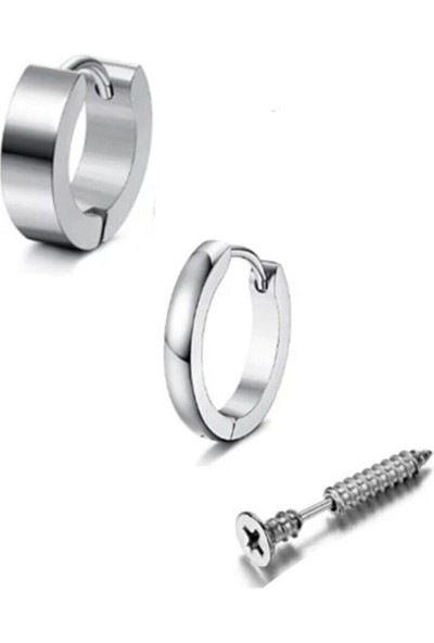 Takıconcept 3 Adet Set Cerrahi Çelik Gümüş Küpe