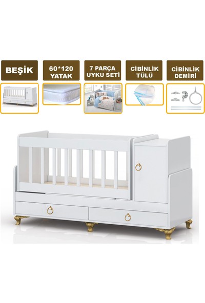 By Golden Büyüyen Bebek Beşikleri Dolaplı,sallanır Herşey Dahil Set