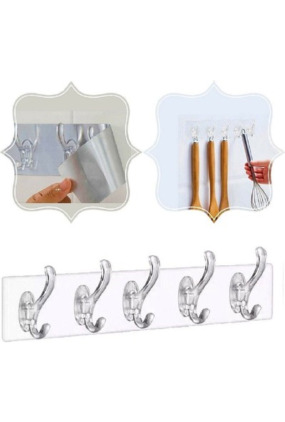 Kitchen Beauty 5'li Yapışkanlı Şeffaf Duvar Askısı Banyo Mutfak Düzenleyici Askı Pratik Kanca Askılık Kitchen Beauty 5'li Yapışkanlı Şeffaf Duvar Askısı Banyo Mutfak Düzenleyici Askı Pratik Kanca Askılık