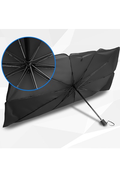 Araba Ön Cam Montajı Gerektirmeyen Büyük Boy Titanyum Gümüş Şemsiye