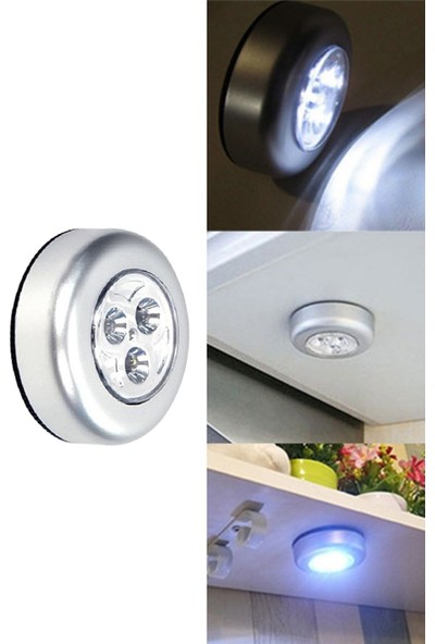 Safestore Kablosuz Dolap Spot Lamba Dokunmatik Pilli LED Lamba 3 Ledli Dolap Mutfak Içi Aydınlatma Safestore Kablosuz Dolap Spot Lamba Dokunmatik Pilli LED Lamba 3 Ledli Dolap Mutfak Içi Aydınlatma