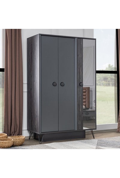 Setay Gardırop Black New 3 Kapılı Dolap