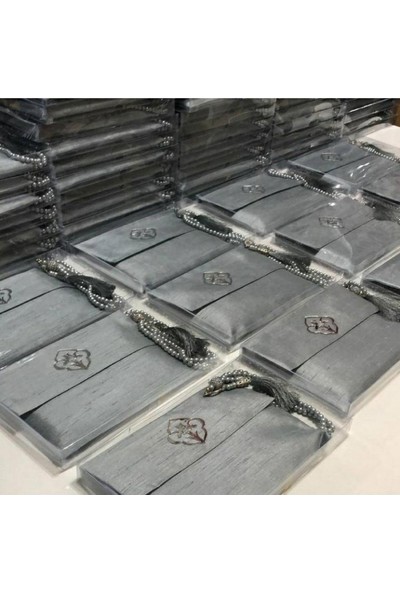 Seccadem Özel Şantuk Çantalı Yasini Şerif Inci Tesbih Seti Gri