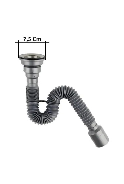 İstanbul e-Hırdavat Lavabo Sifonu Paslanmaz Lüx Körüklü Evye Donao 50 mm