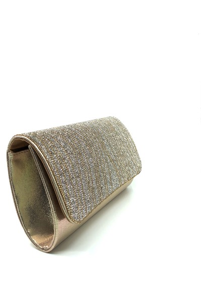 Pianoluce Kadın Taşlı Abiye Portföy Çanta Altın PLC428