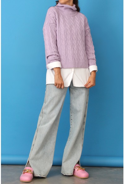 ALLDAY Balıkçı Yaka Örgü Desenli Triko Kazak