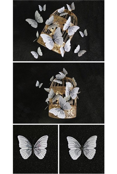 Sheker Home 3 Boyutlu Magnet Sticker Çift Kanatlı Pvc Kelebek 12'li Siyah Sheker Home 3 Boyutlu Magnet Sticker Çift Kanatlı Pvc Kelebek 12'li Siyah
