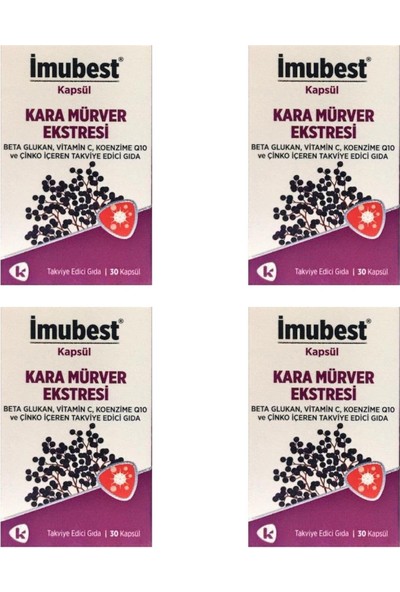 İmubest Beta Glukan Kara Mürver 30 Kapsül x 4 Adet İmubest Beta Glukan Kara Mürver 30 Kapsül x 4 Adet