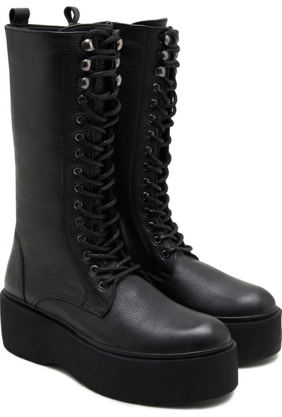 Desa Hutch Siyah Kadın Deri Çizme