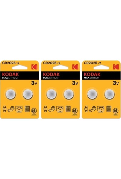 Kodak CR2025 Ultra Lityum Para Pil 3'lü Kodak CR2025 Ultra Lityum Para Pil 3'lü