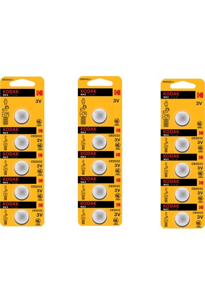 Kodak 5 Adet CR2032 Ultra Lityum Para Pil 30411579 3 'lü Kodak 5 Adet CR2032 Ultra Lityum Para Pil 30411579 3 'lü