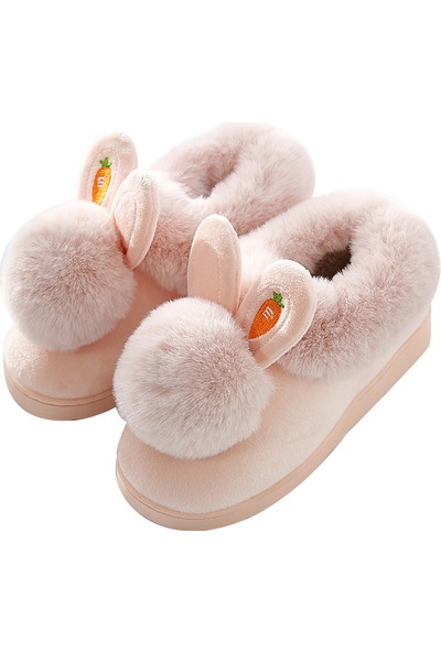 Ur Store Tavşan Kulaklı Desenli Peluş Pamuk Ev Terlik (Yurt Dışından)