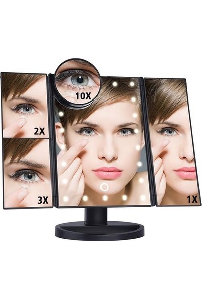 Dokunmatik 22 LED Işıklı Masaüstü Parlaklık Ayarlanabilir Makyaj Aynası