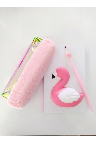 Hd Marketim Flamingo Squishy Anı Hatıra Günlük Defter Peluş Kalemlik Flamingo Jel Tükenmez Kalem